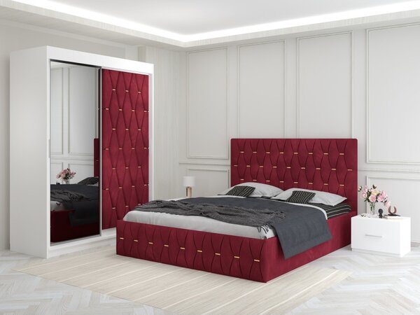 Dormitor Ana Visiniu cu Dressing Tapitat si 2 Noptiere 180x200 | FAVI.ro