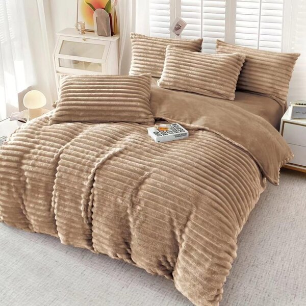 Lenjerie de pat cocolino Line, maro | FAVI.ro