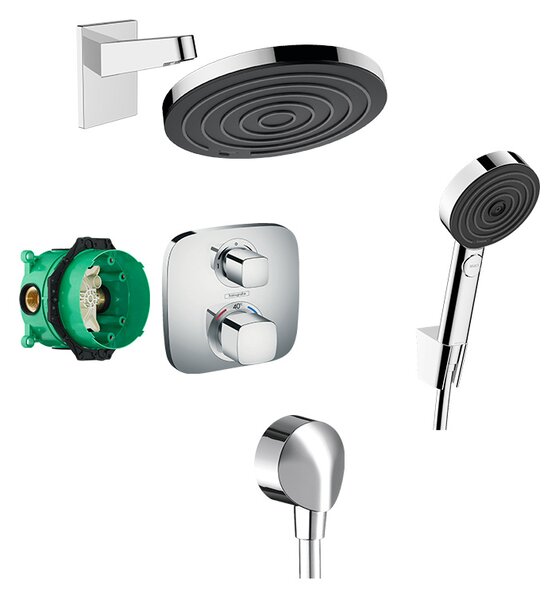 Set de duș, Hansgrohe, cu baterie Ecostat E, pălărie și pară de duș ...