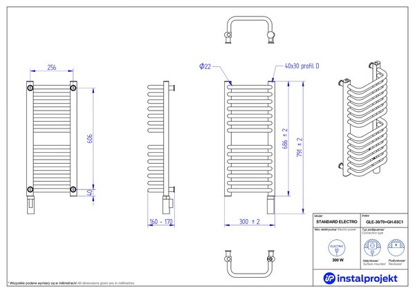 Instal Projekt Standard Electro încălzitor electric 68.6x30 cm alb GŁE ...