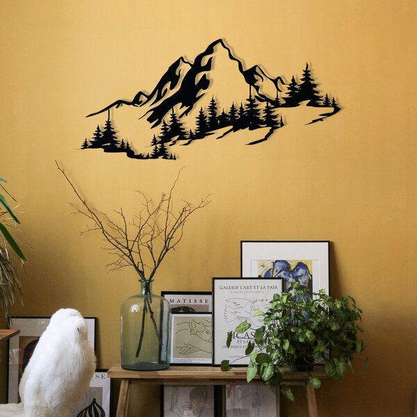 Decoratiune perete MOUNTAIN 3, negru, metal, 67x30 cm | FAVI.ro