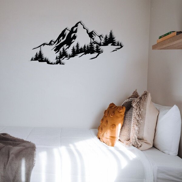 Decoratiune perete MOUNTAIN 3, negru, metal, 67x30 cm | FAVI.ro
