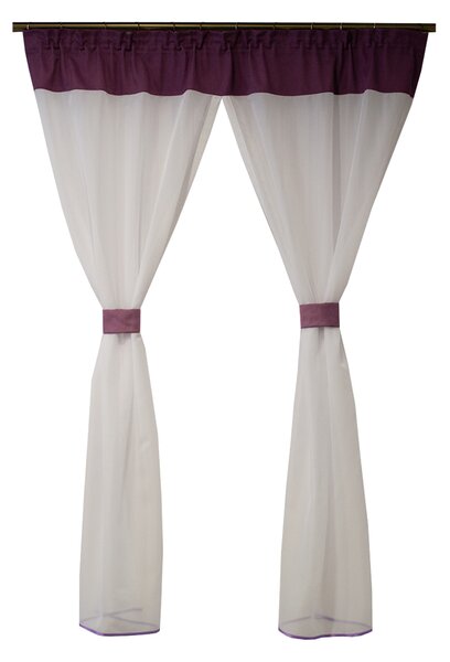 Perdea Velaria voal alb si lila, 140x165 cm | FAVI.ro