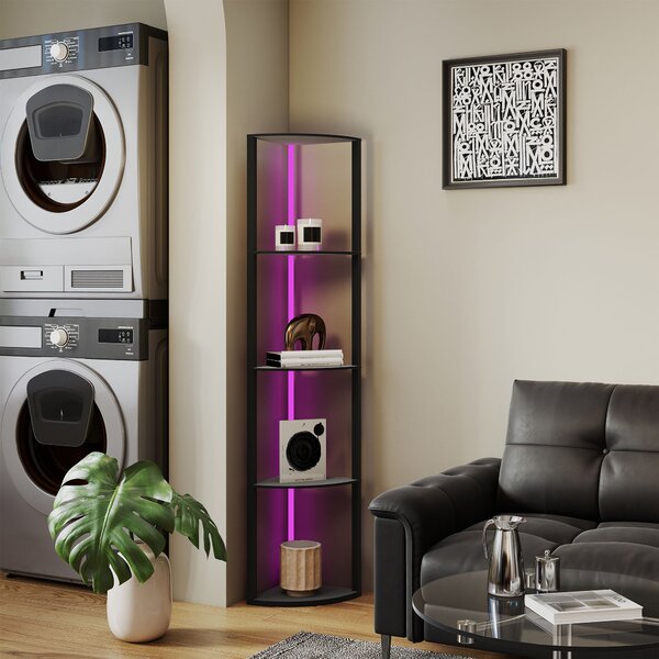 HOMCOM Lampa LED de Podea cu 5 Nivele, Reglabilă, cu Raft, Schimbare de ...