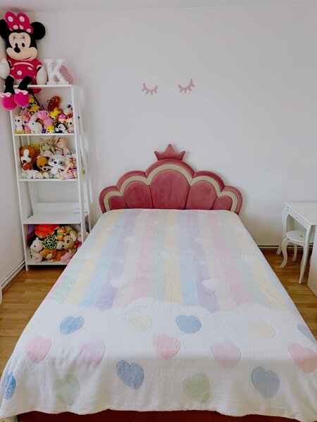Pat tapitat Copii Princess somiera fixa sau metalica (rabatabila ...