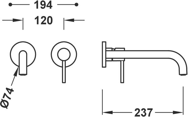 Tres Study baterie lavoar ascuns crom 26230022 | FAVI.ro