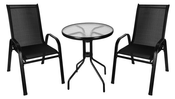 SET PENTRU BALCON - MASĂ + 2 SCAUNE - NEGRU | FAVI.ro