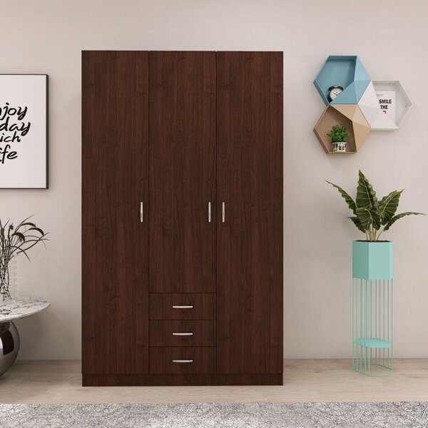 Dulap cu 3 usi si 3 Sertare, 200x120x50, Culoare Wenge din Pal de 18 mm ...