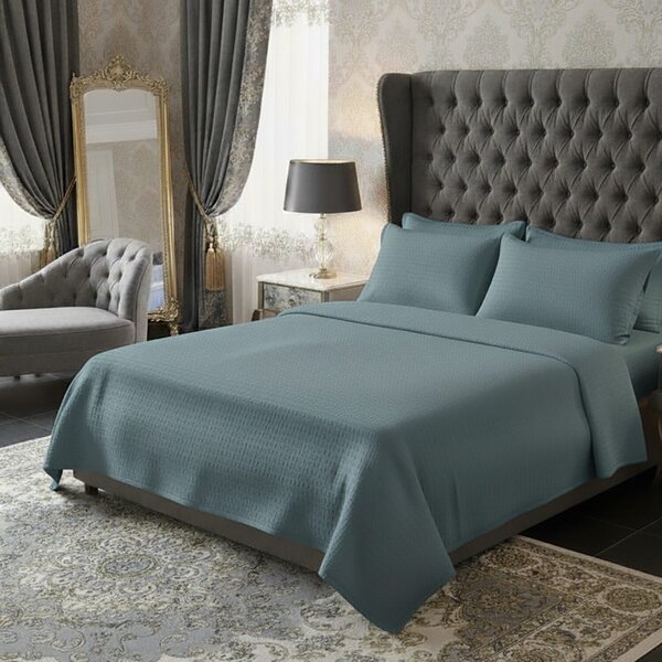 Lenjerie de pat creponata uni 100% BUMBAC – SEA GREEN | FAVI.ro