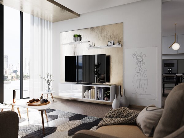 Mobilier living Berny 17 (alb + alb lucios). 1035424 | FAVI.ro