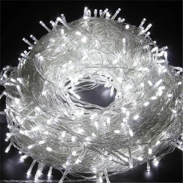 Instalatie LED cu franjuri lungi 1 M, Lungime 25 M, 500 LED, Alb Rece ...
