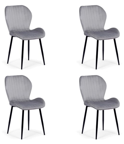 Set 4 Scaune Bucatarie/Dining Charlie Catifea Gri | FAVI.ro