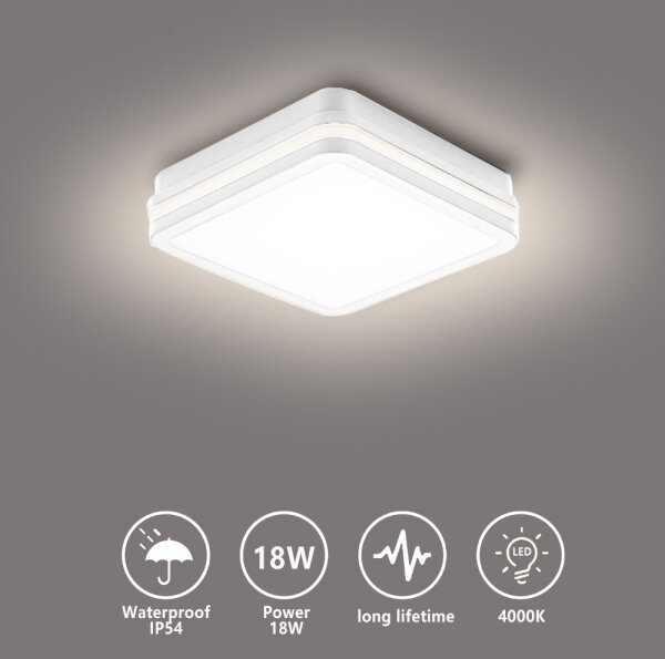 Brilagi - Corp de iluminat exterior BENE LED, 18W/230V, 22x22 cm, alb ...