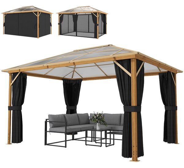 Outsunny Pavilion de grădină cca. 4x3 m Aluminiu cu acoperiș din ...