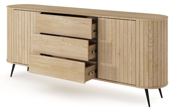 Comodă cu 2 uși și 3 sertare Lovi, stejar cremona (196 cm) | FAVI.ro