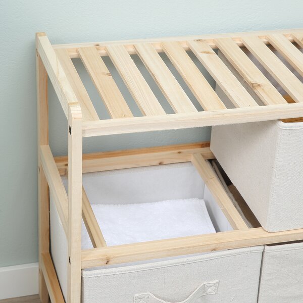 HOMCOM Comodă textilă de depozitare cu 4 sertare pliabile din țesătură ...