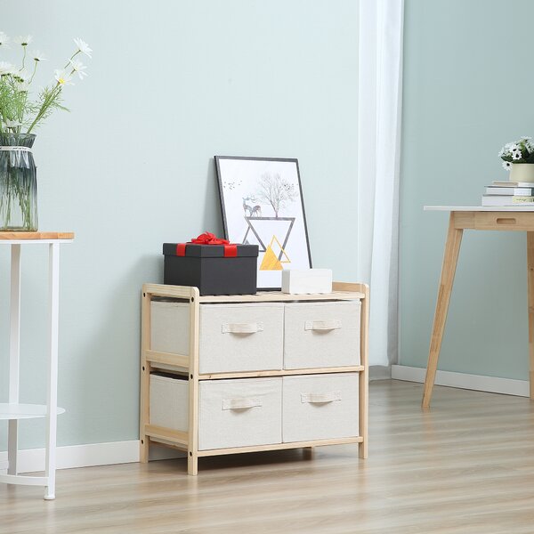 HOMCOM Comodă textilă de depozitare cu 4 sertare pliabile din țesătură ...