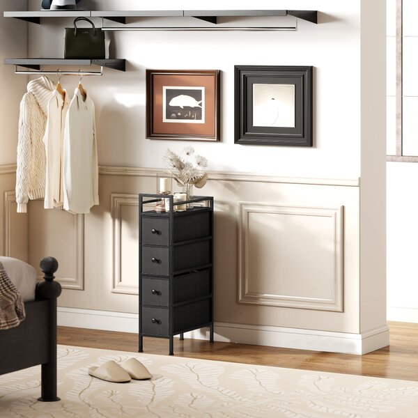 HOMCOM Comodă dulap cu 4 sertare din material textil, dulap de ...