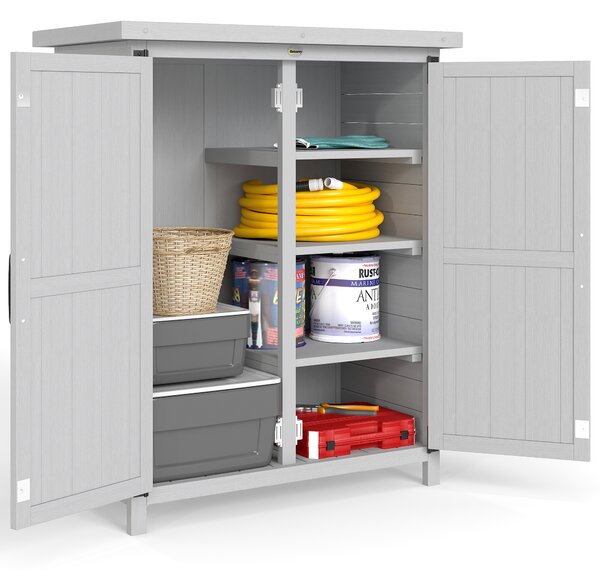 Outsunny Adăpost de grădină dulap 3 rafturi 2 uși acoperiș din tablă ...