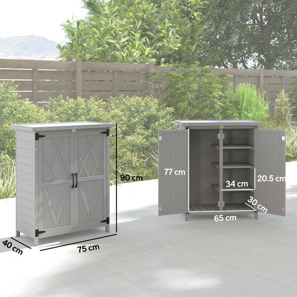 Outsunny Adăpost de grădină dulap 3 rafturi 2 uși acoperiș din tablă ...