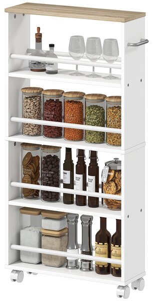 HOMCOM Raft multifuncțional cu roți, construcție îngustă, 4 ...