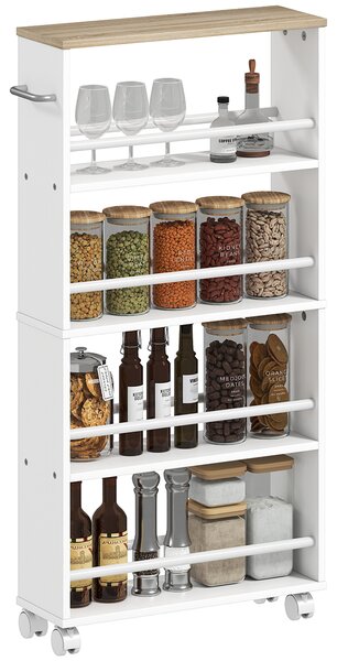 HOMCOM Raft multifuncțional cu roți, construcție îngustă, 4 ...