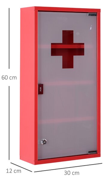 Homcom Dulap Prim Ajutor Montabil Perete Cutie Medicamente 60x30x12