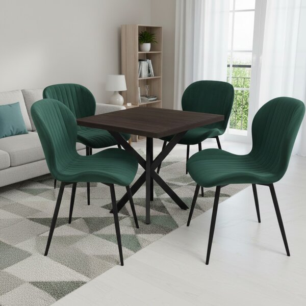 Set Masă fixă Pătrată Tania X Wenge cu 4 Scaune Opal Verde | FAVI.ro