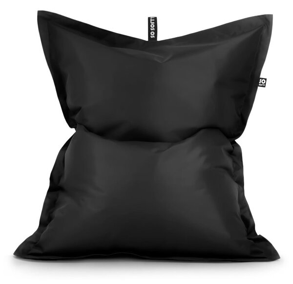 Fotoliu puf pentru copii negru cu tapițerie din imitație de piele Pad M ...