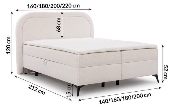 Pat boxspring alb cu spațiu de depozitare 140x200 cm Ornes – Ropez ...