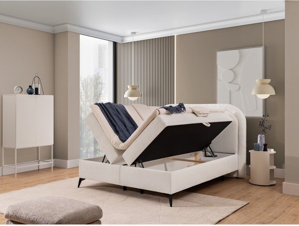 Pat boxspring alb cu spațiu de depozitare 140x200 cm Ornes – Ropez ...