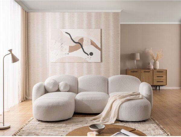 Colțar crem cu tapițerie din țesătură bouclé (în formă de "U") Orbit ...