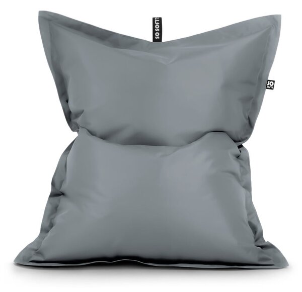 Fotoliu puf pentru copii gri cu tapițerie din imitație de piele Pad M ...