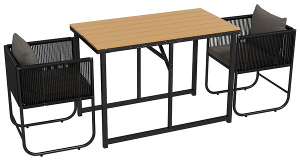 Outsunny Set de dining din 3 piese din ratan pentru terasa, Masa si ...