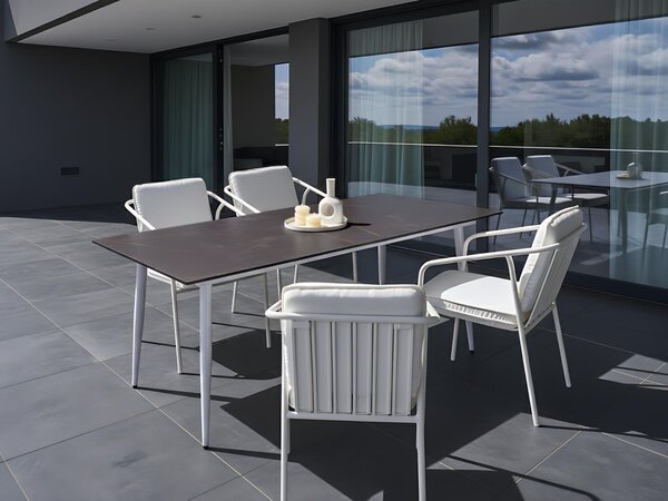 Masa dining de exterior TOLENTINO 180 cm 90 cm efect marmorat Gri ...