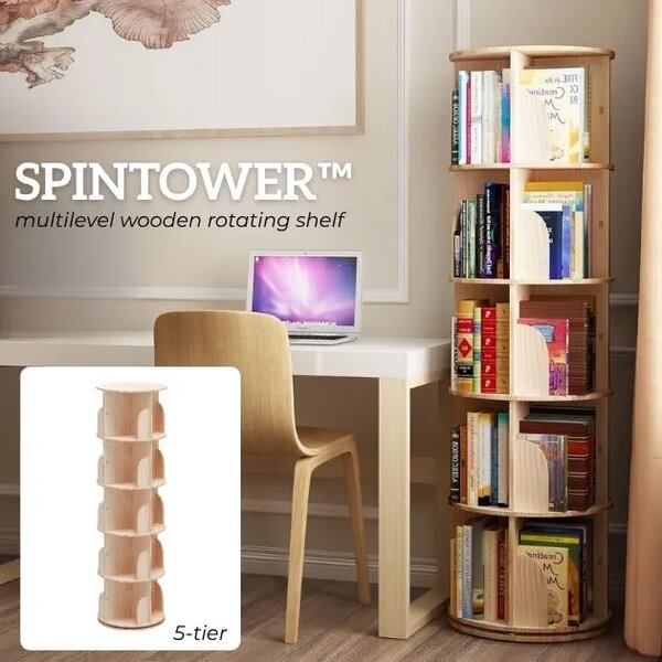 Spintower™ Raft Rotativ Din Lemn Pe Mai Multe Niveluri | FAVI.ro