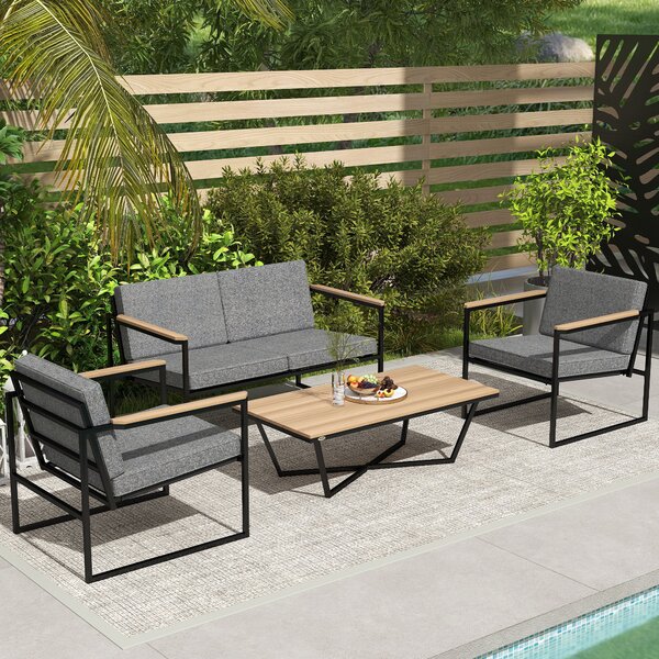 Outsunny Set mobilier de grădină pentru 4 persoane, rezistent la ...