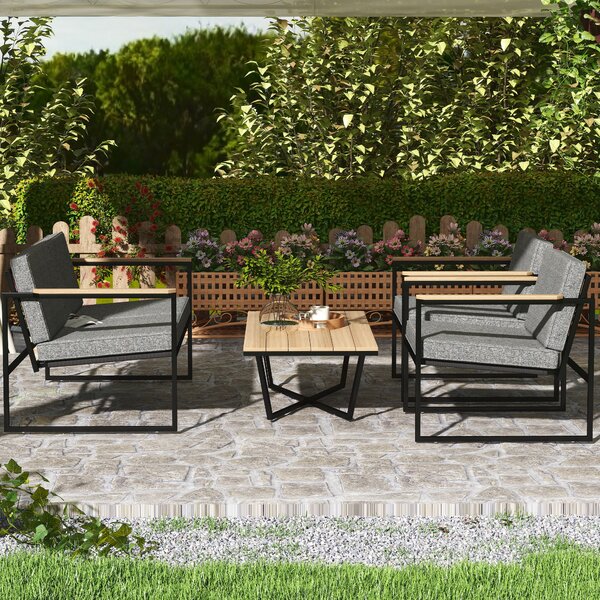 Outsunny Set mobilier de grădină pentru 4 persoane, rezistent la ...
