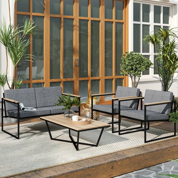 Outsunny Set mobilier de grădină pentru 4 persoane, rezistent la ...