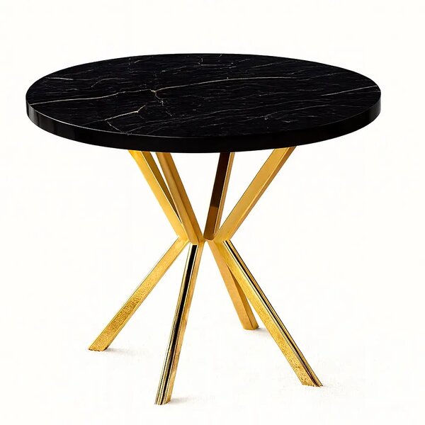 Masa de bucatarie rotunda din MDF, marmorat negru, texturata, Homs ...