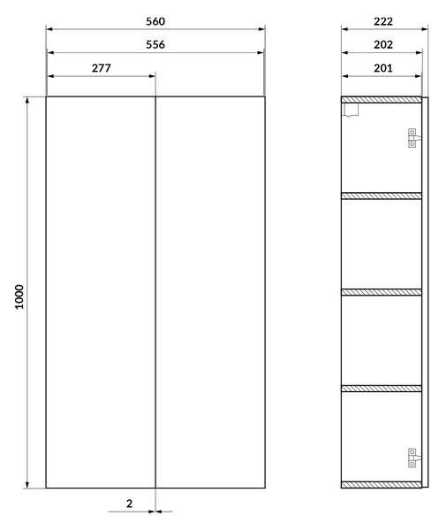 Cersanit Milagros construcția cadru 56x22.2x100 cm laterala pe perete ...