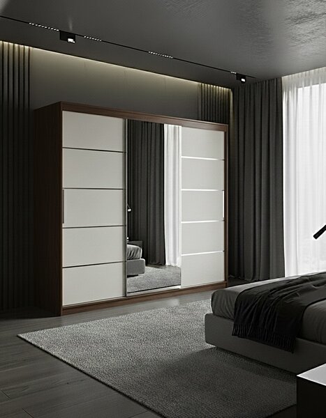 Dulap dressing Atlantic 3 usi, 250 cm, Wenge/Alb | FAVI.ro