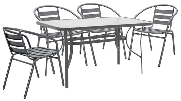 Set de gradina masa si scaune 5 bucati Ensure-Tade metal-sticla gri ...