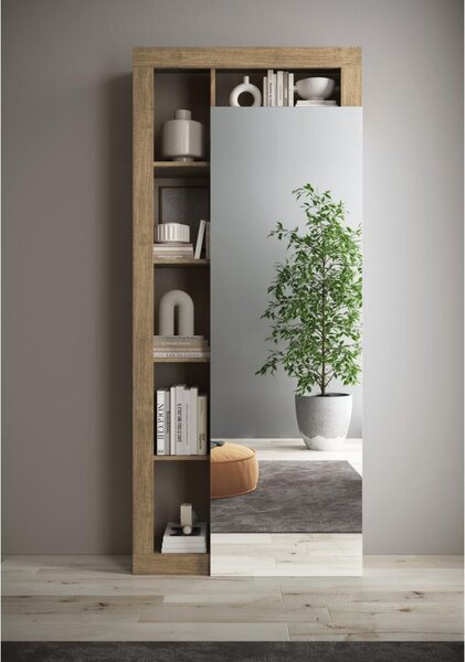 Dulap pentru haine LENOR 91x209 cm, alb/maro | FAVI.ro