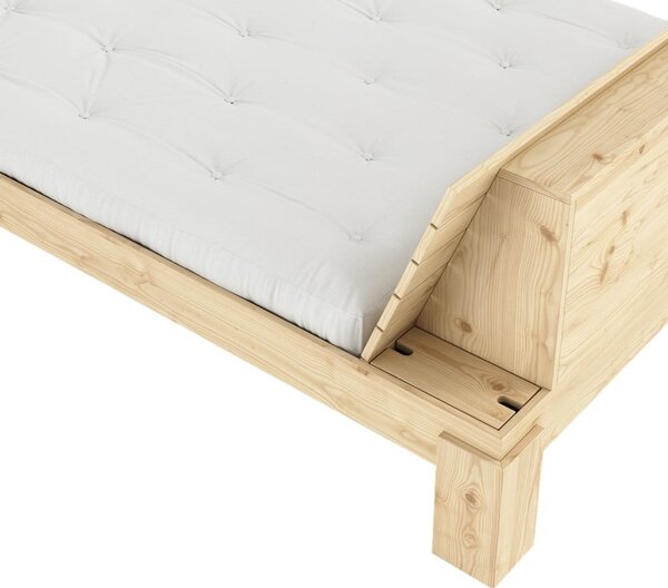 Pat matrimonial în culoare naturală din lemn de pin cu somieră 180x200 ...