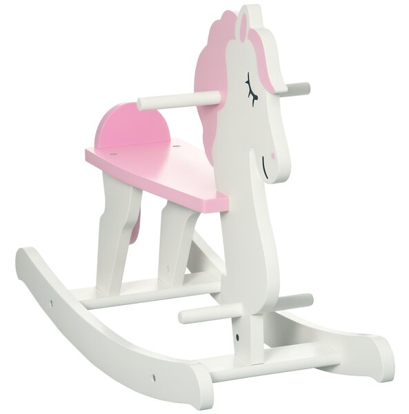 HOMCOM Căluț Balansoar pentru Copii de 1-3 Ani din Lemn cu Ghidon și ...
