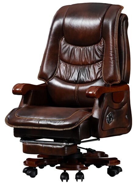 Scaun directorial din piele naturala si lemn masiv, Masaj in 9 puncte ...