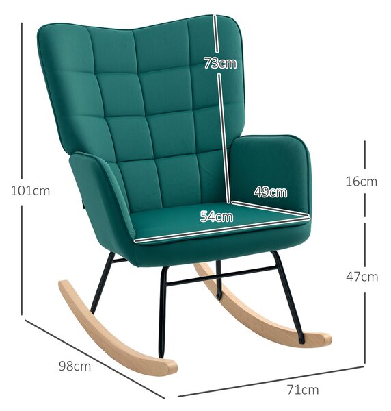 HOMCOM Fotoliu cu leagăn rocking chair acoperiș din catifea structură ...