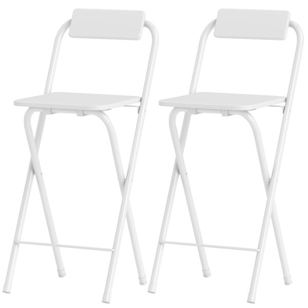 HOMCOM Set 2 Taburete de Bar Pliabile cu Spătar Suport pentru Picior și ...