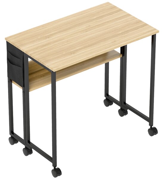 HOMCOM Birou pliabil pe roți 80 x 50 cm cu raft și geantă de depozitare ...